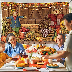 WovWeave Fall Thanksgiving Banner Autumn Party Background Decorations Fall Pumpkin Maple Backdrop for Thanksgiving Harvest Birthday Baby Shower Photo Booth Props Supplies Party, 72.8 x 43.3 Inch