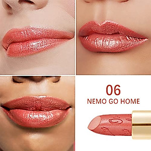 Oulac Metallic Coral Pink Lipstick for Women, High Impact Lipcolor, Lightweight Soft and Hydrating, Vegan & Cruelty-Free, Full-Coverage Lip Makeup 4.3 g/0.15 oz, Nemo Go Home(06)