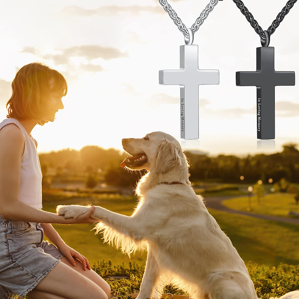 E&A Cross Cremation Jewelry for Ashes, Urn Necklace for Ashes, Customized Memorial Ash Necklace, Ashes Stainless Steel Pendant, Keepsake Jewelry for Men Women