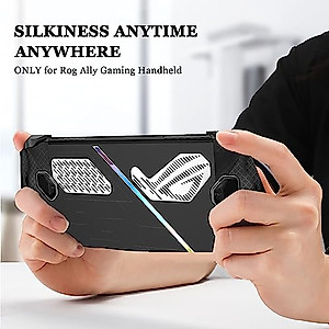 NINKI Silicone Case Compatible ROG Ally Game Console Protector,Flexible Shockproof Anti-Scratch Drop-Proof Non-Slip Full Protective Case for ASUS ROG Ally Gaming Handheld Cover Case Accessories,Black