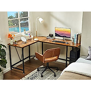 GreenForest L Shaped Computer Desk with Storage Shelves, 66 inch Modern Large Corner Gaming Desk for Home Office PC Workstation Space Saving Space, Walnut