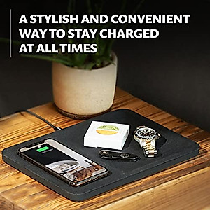 Courant Catch:3 Essentials - Belgian Linen Wireless Charger & Valet Tray - Qi-Certified, Compatible with iPhone 14, 13, 12, 11, Samsung Galaxy S23, S22, S21, S20, Note, AirPods, AirPods Pro (Natural)