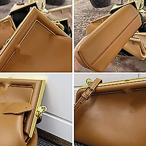 Women Clutch Purse Crossbody Bags,PU Leather Shoulder Bag with Metal Clasp Closure (33x10x25cm, Black)