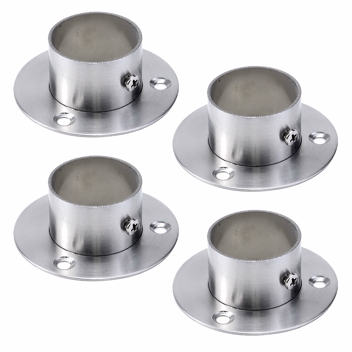 Antrader 4-Pack Stainless Steel Closet Rod Flange 1.5 Inch Dia. Adjustable Socket Bracket Support Holder for Pipe（Silver）