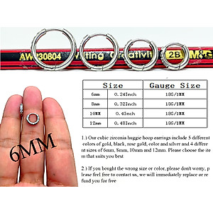 6MM Silver Hoop Earring, Top Ear Cartilage Earrings Mini Hugging Hoop Earrings for Women 18G Forward Helix Earring Stainless Steel Tragus Piercing Earrings Hypoallergenic Sensitive Ear CZ