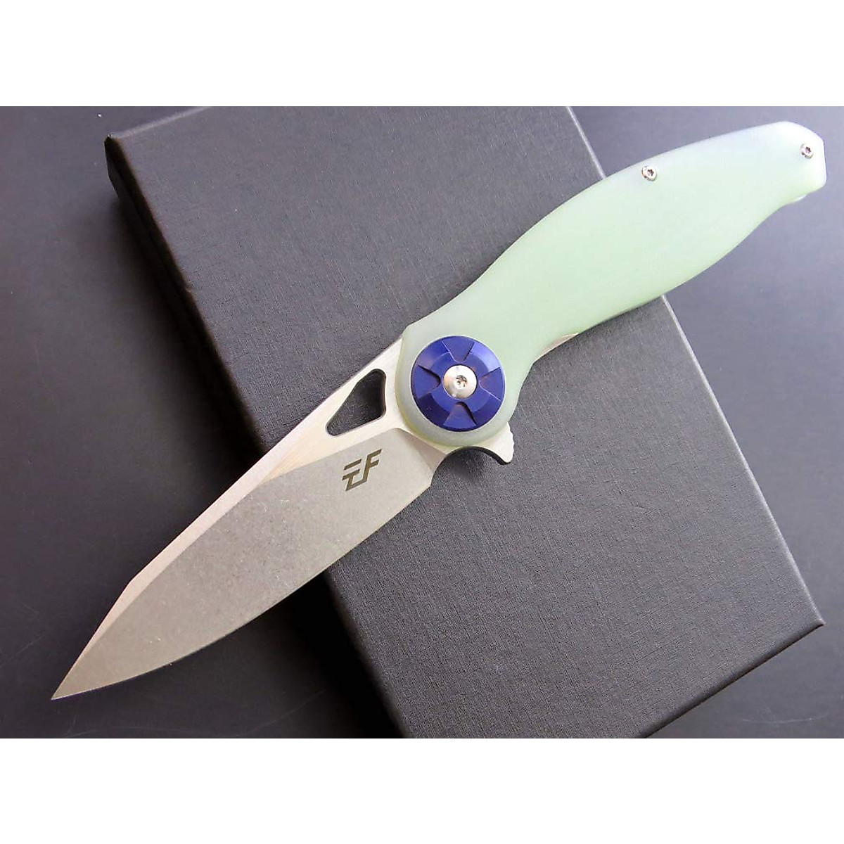 Eafengrow EF76 Ball Bearing Folding Knife for Camping EDC Pocket Knife with G10 Handle & D2 Stone-washed Blade Hunting Outdoor Tool (EF76-jade)