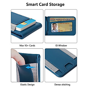 2-in-1 Magsafe Wallet, Up-grade with iPhone Wallet and Adjustable Stand, Open ID Window, Magnetic Wallet for iPhone 15/14 Pro Max/14 Pro/14/14 Plus/13/12 Series, 9 Cards Holder, Vegan Leather, Blue