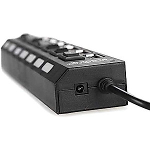 7-Port USB 2.0 Hub High Speed Power Cable with Blue LED Light Indicator ON/Off Sharing Switch Adapter for PC Laptop (Black)