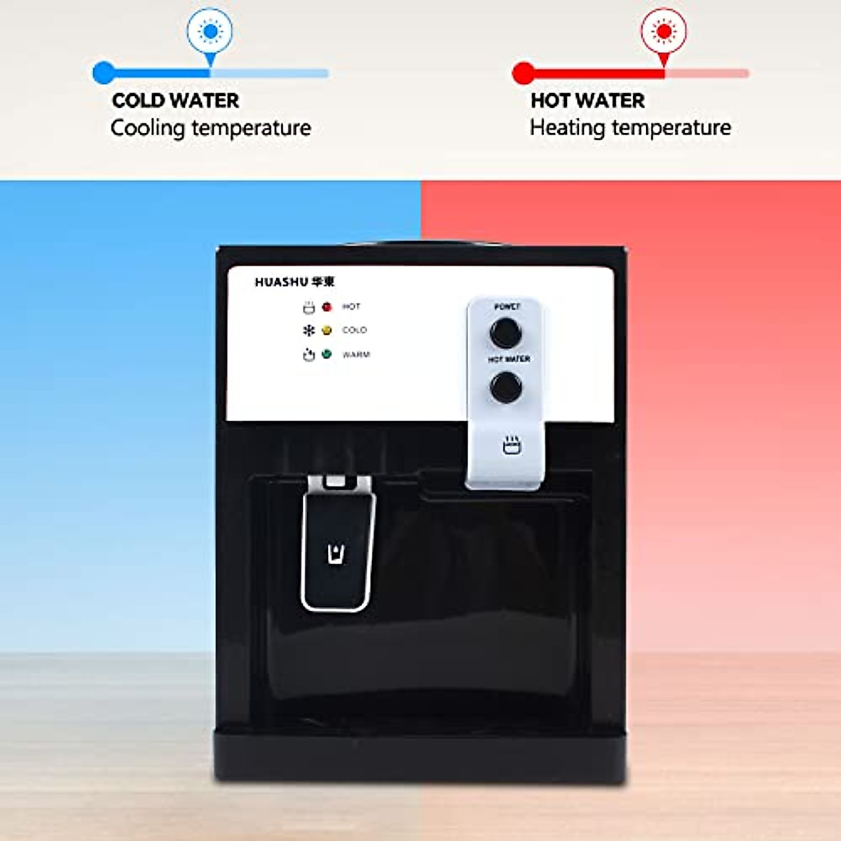 5Gal Water Dispenser,countertop dispensador de agua Drinking Machine Hot/Ice/Cold Top Loading Countertop Water Cooler Dispenser can Put 3.5L, 5L, 10L and 18.9l Bottled Water (Black+White)