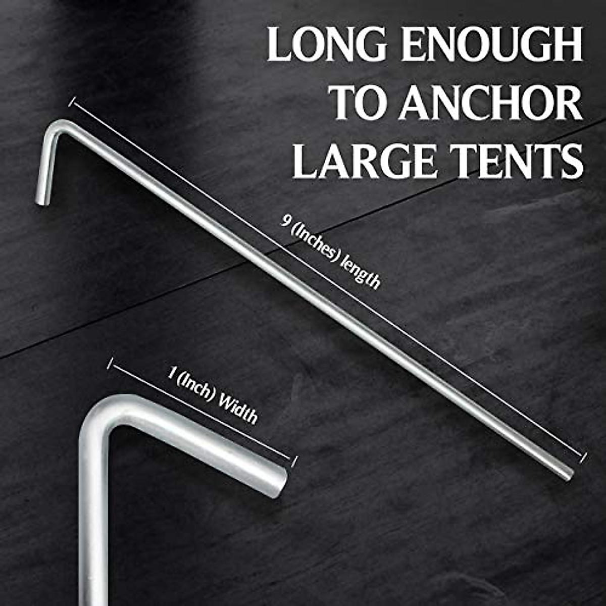 RAM-PRO Tent Garden Stakes Heavy Duty, Galvanized Steel Pegs Rust-Free Garden Edging Fence Hook, Landscape Pins | for Outdoor Camping, Soil Patio Gardening, & Canopies (60)