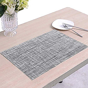 homEdge PVC Placemat, 4 PCS of Non-Slip Place Mats, Washable Vinyl Placemats, Set of 4 – Gray