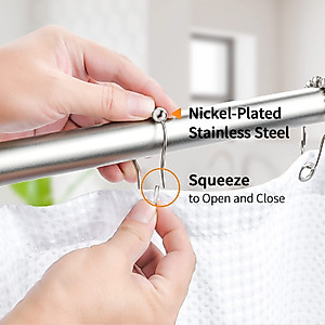 MitoVilla Stainless Steel Shower Curtain Hooks Rings, Nickel Shower Hooks for Shower Curtain Liner, Rolling Balls Rust Proof Shower Rings for Curtain Accessories and Bathroom Shower Rod, Set of 12