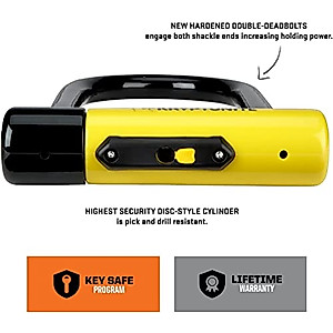 Kryptonite New York Standard Bike U-Lock, Heavy Duty Anti-Theft Bicycle U Lock Sold Secure Gold, 16mm Shackle with Mounting Bracket and Keys, Ultimate Security Lock for Bicycles E-Bikes Scooters