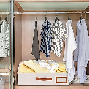 YheenLf Closet Storage Bins 1-Packs,Foldable Trapezoidal Storage Bins,Fabric Box with Handle,Used for Organizing Clothing,Toilets,Towels,Books,Beige,19.7x11.4x8.3in