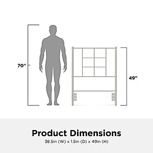 REALROOMS Praxis Metal Headboard, Full/Queen, Black