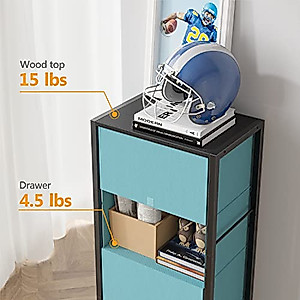 CubiCubi Dresser for Bedroom, Tall Dresser with 5 Drawers Oxford Fabric Dresser, Storage Tower Organizer for Closet, Hallway, Living Room, College Dorm, Steel Frame, Wood Top, Tiffany Blue