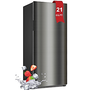 Upright Freezer 21 cu.ft, Freezer Upright, Stainless Steel Standing Freezer Upright for Garage, Kitchen, Home Use(Right Hinge)