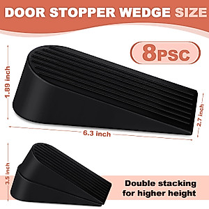 Frienda 8 Pack Large Door Stoppers Heavy Duty Rubber Door Stop Wedge Big Door Stopper for Bottom of Door Home Office School (Black)