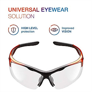 ToolFreak Rebel Bifocal Safety Glasses - Clear 2.0 - ANSI z87+ Impact Rated & U6 UV Protection - Polycarbonate & Wraparound Lenses & Anti-Slip Design - Brow Ventilation, Hard Case & Neck Cord Included