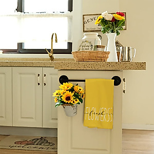 GEEORY Spring Kitchen Towels for Spring Decor White Flower Dish Towels 18x26 Inch Ultra Absorbent Bar Drying Cloth Sweet Time Sign Hand Towel for Kitchen Bathroom Party Home Decorations Set of 2