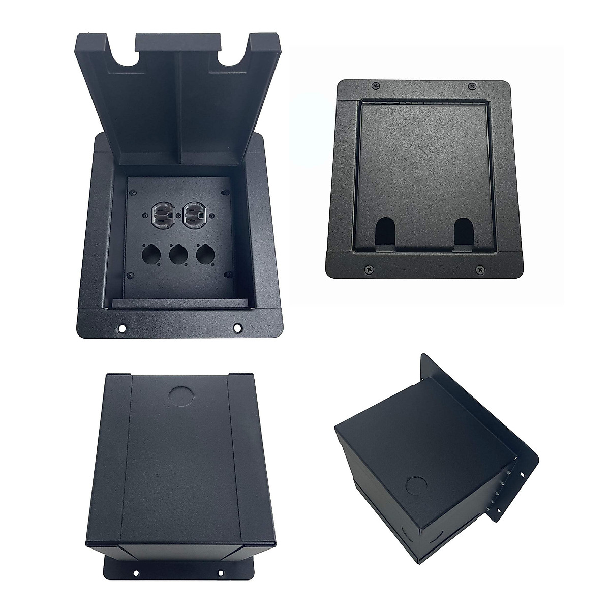 ProCraft Pro Audio Recessed Floor Pocket Box. Loaded AC Duplex and PrePunched for 3 "D" XLR's Made in the USA