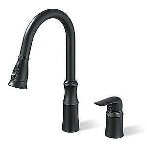 Oulantron High Arc Pull Down Sprayer Kitchen Faucet Single Handle Kitchen Faucets 2 Hole Matte Black Commercial Kitchen Sink Faucet Pull Out Kitchen Sink Faucet
