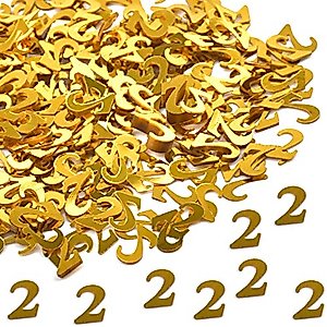 Hrovsur Gold 2 Confetti Glitter for Birthday - Number 2 Confetti Table Sprinkle Confetti For Wedding Anniversary Party Supplies, 2nd Birthday Decorations