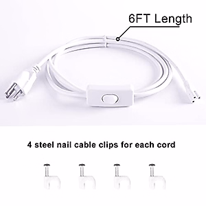 TRLIFE T5 T8 Power Cord, 6FT Long T5 T8 LED Light Cord with On/Off Switch, T5 T8 LED Wire Connector Power Cord with US Plug for LED T5 T8 Integrated Tube Light Fixtures (4 Pack)