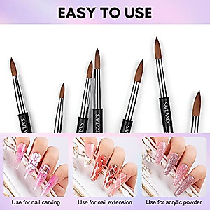 Saviland 11PCS Kolinsky Acrylic Nail Brush set - Size 4/6/8/10/12/14/16 Acrylic Powder Brushes for Acrylic Nails Extension & 3D Nail Carving