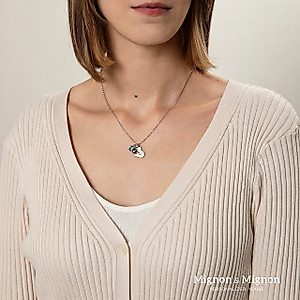 MignonandMignon Custom Name Engraved Birthstones Necklace Women Personalized Date Heart Jewelry Mothers Day Gifts for Her Matching Necklace April May Friends Birthday - MHN-BS