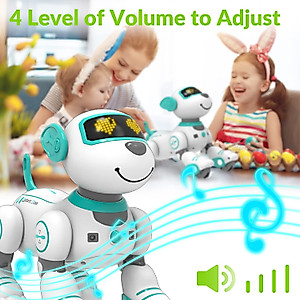 STEMTRON Programmable Remote Control Robot Cat Robot Dog for Kids, Interactive Robotic Dog Robotic Cat, Robo Dog Robo Cat, RC Robot with Touch Sensing, LED Eyes, Dance & Music