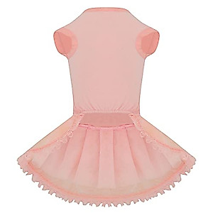 Dog Wedding Dress Breathable Tulle Tutu Doggie Apparel Skirts Clothes Pet Outfits for Small Dogs Birthday Party Dresses (Pink-Flower Girl, S)