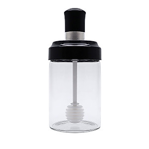 Excelity Honey Jar with Dipper and Lid Clear Glass Container for Storing and Dispensing Honey