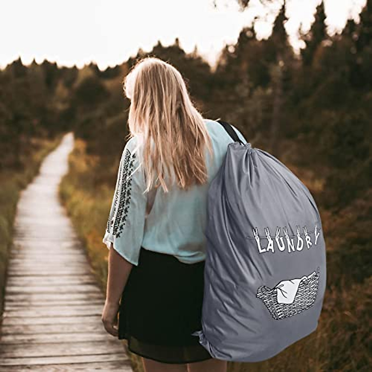 Large Laundry Bag with Strap, Laundry Bags Extra Large Heavy Duty, College Laundry Bag, Travel Laundry Bags for Dirty Clothes, Dirty Laundry Travel Bag, Easy Fit a Laundry Hamper or Basket…