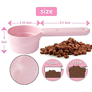 Joyinjojo Dog Food Scoop 1 Cup 1/2 Cup - 2 Pack Melamine Dog Food Measuring Cup, Pet Food Scoop for Dog Cat...Comfortable Long Handle for Easy to Scoop Food