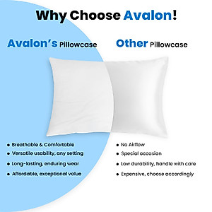 Avalon Bedding Pillow Cases Standard Size White Pillow Cases Set of 12 Cotton Blend 200 TC Soft & Breathable Perfect for Home & Hospital, Hotel Quality Queen Pillow Protectors 30x20 Inches