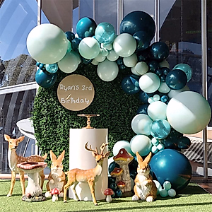 SKEFOLI Dark Teal Balloon Garland Arch Kit for Boys Men Green Jungle Wild One Safari Themed Party Decorations Supplies with Tassel Double-layer Balloons for Birthday Bridal Baby Shower (Dark Teal)