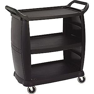Carlisle FoodService Products Plastic Bussing Cart, 300 lb Capacity, 36.25" x 18"x 38", Black, Small