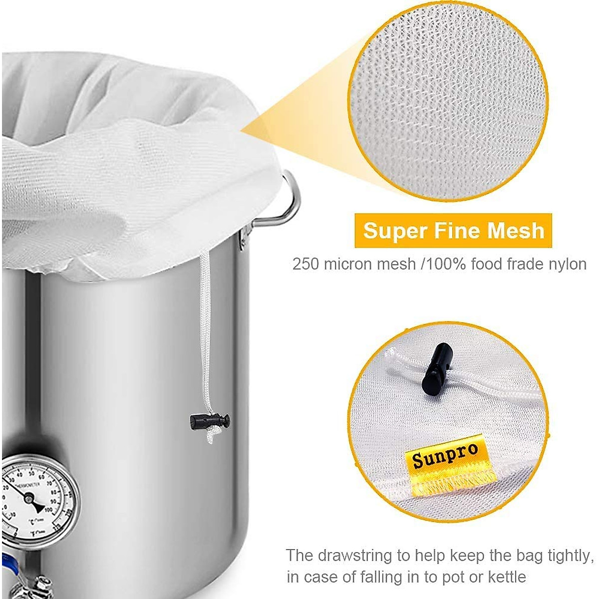 Brew Bag, 2 Pack Extra Large (26" x 22") Straining Bag,Reusable Cold Brew Bags Fine Mesh Bag for Fruit Cider Apple Grape Wine Press Drawstring Straining Brew in a Bag