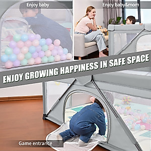 Baby Playpen Foldable, Heyo.Ja Large Play Yard, Playpen for Babies and Toddlers with Gate, Indoor & Outdoor Portable (59"×59")