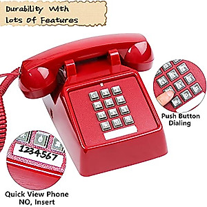 Classic Vintage Cord Phones for Landline Old Telephone with Mechanical Ringer Volume Control Retro Analog Desk Phone for Home,School and Office