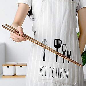 16.5 Inch Long Cooking Chopstick Wooden Chopstick Long Hot Pot Chopstick 10 pairs Wooden Frying Chopstick, for Hot Pot, Frying, Noodle, Cooking Favor