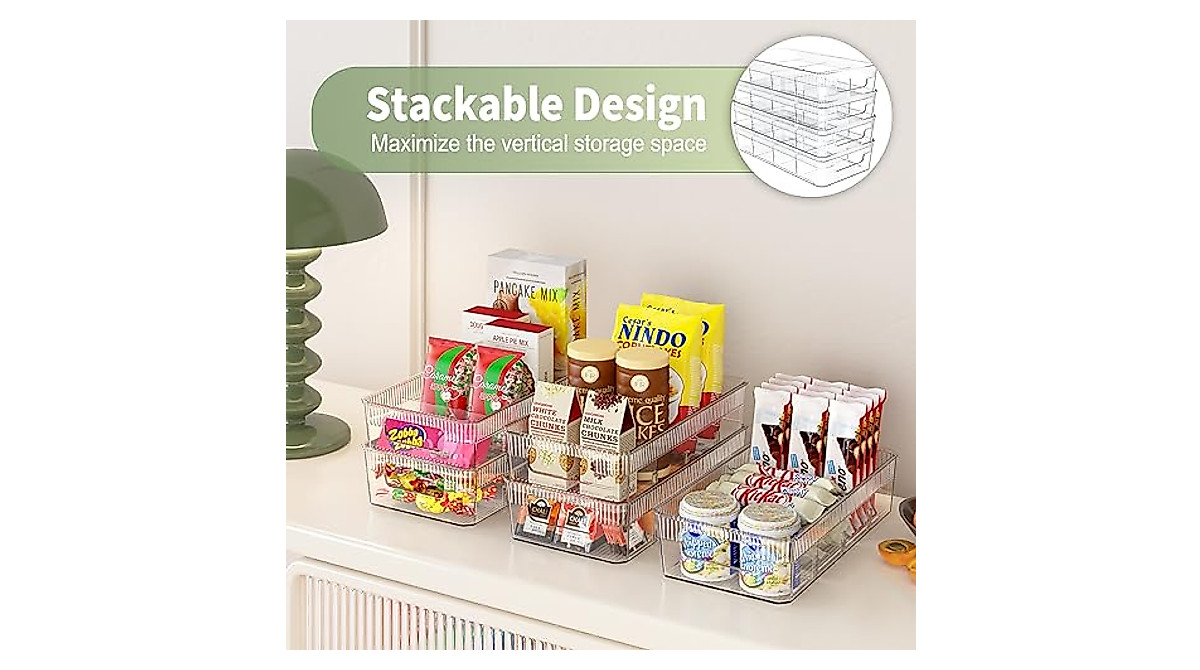 8 Pack Food Storage Organizer Bins for Clutter-Free Pantry