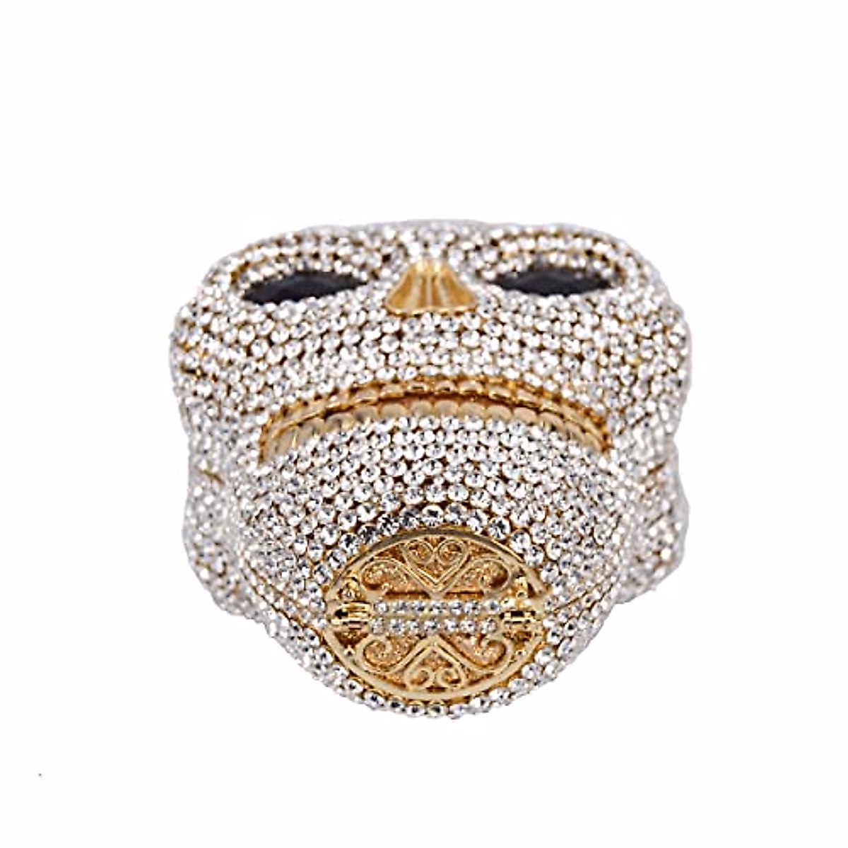 DJBM Halloween 3D Skull Clutch Purse Evening Bag Rhinestone Bag Crystal Metal Clutch for Women Evening Cocktail Party, Silver