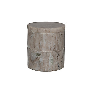Creative Co-Op 3.75 Round Marble Stackable Lid, Beige, Set of 2 Pinch Pot