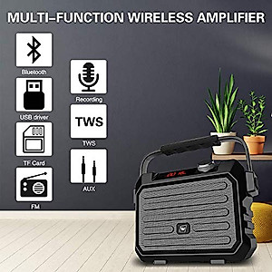 Wireless PA System with Wireless Headset Microphone Lavalier Lapel Microphone Transmitter, 30W Wireless Voice Amplifier Portable Megaphone Rechargeable Bluetooth Loudspeaker Speaker for Teacher Gifts