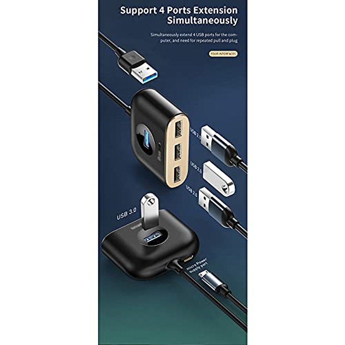 GPPZM USB HUB USB 3.0 USB C HUB USB Type C HUB USB 2.0 Adapter with Micro USB for Computer USB Splitter