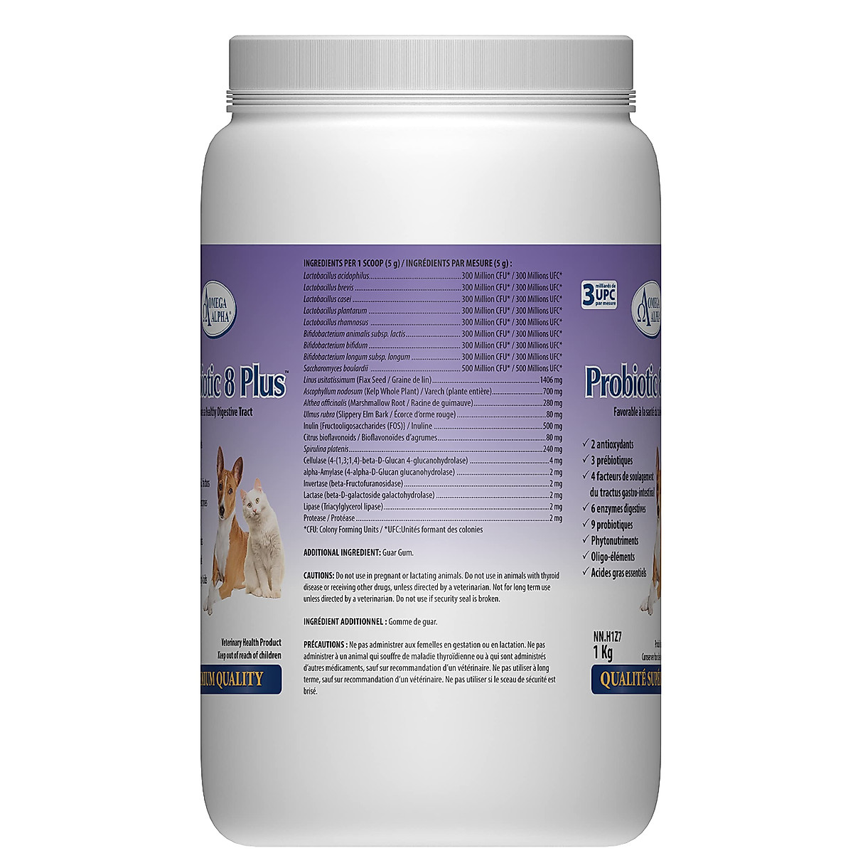 Probiotic 8 Plus Pet Probiotics | Enzymes & Fiber for Digestion | Natural Herbal Digestive Supplement |Reduces Indigestion | Specially for Cat & Dogs (1kg,1000g)