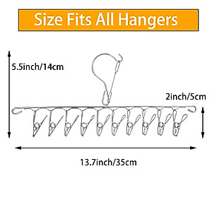 Hat Organizer Hanger for Closet Set of 2 Baseball Cap Organizer with 20 Clips Stainless Steel Hat Rack Holder for Baseball Caps, Silver Hat Hangers for Closet Organizer, Fits All Caps