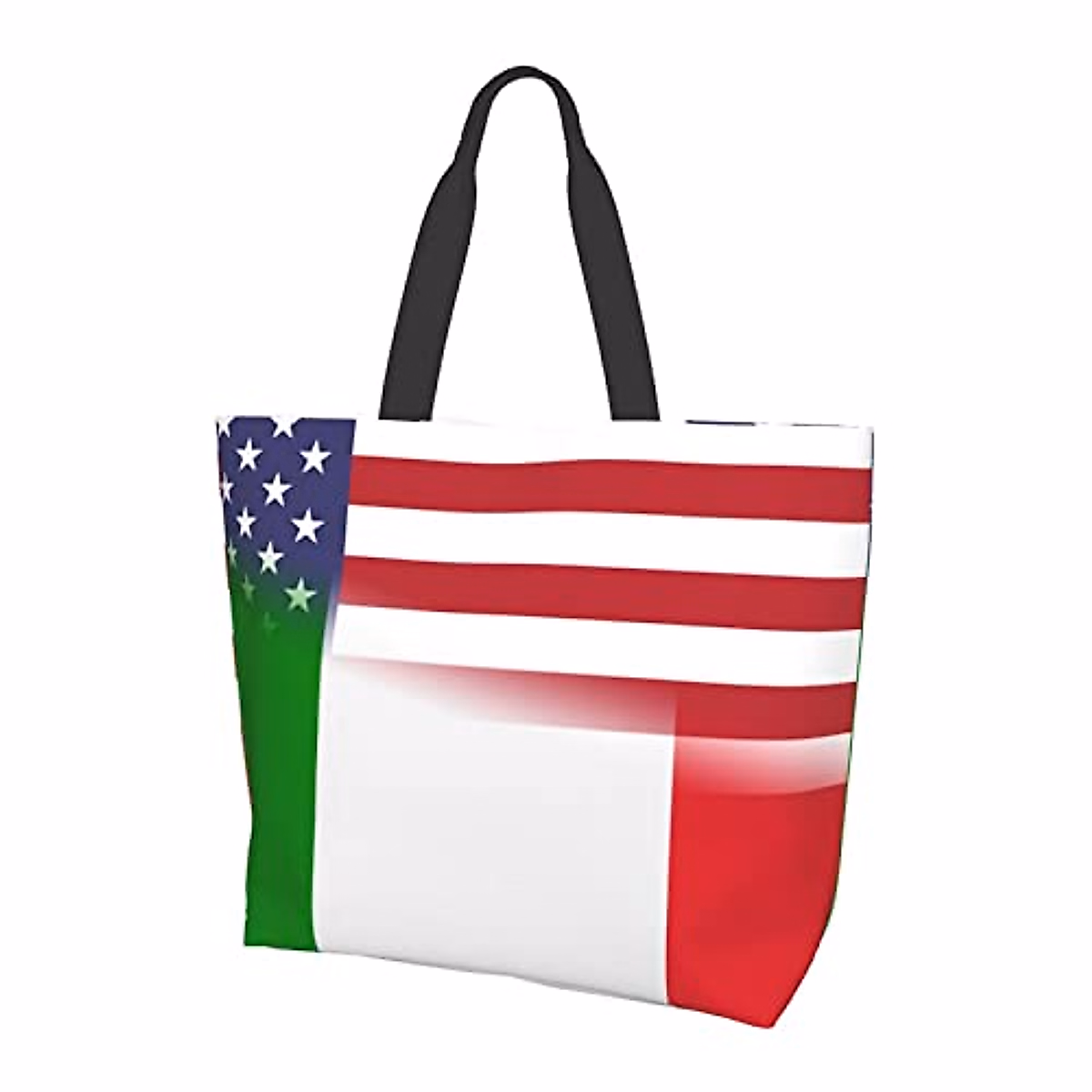 American Flag And Italian Flag Tote Storage Bag Women'S Big Capacity Shopping Shoulder Bag With Inner Pocket